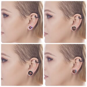 WBRWP 8 Pairs Set C Thin Silicone Ear Plugs Tunnels Flexible Ear Earlets Double Flared Hard Silicone Ear Gauges Expander Stretcher 00g(10mm)