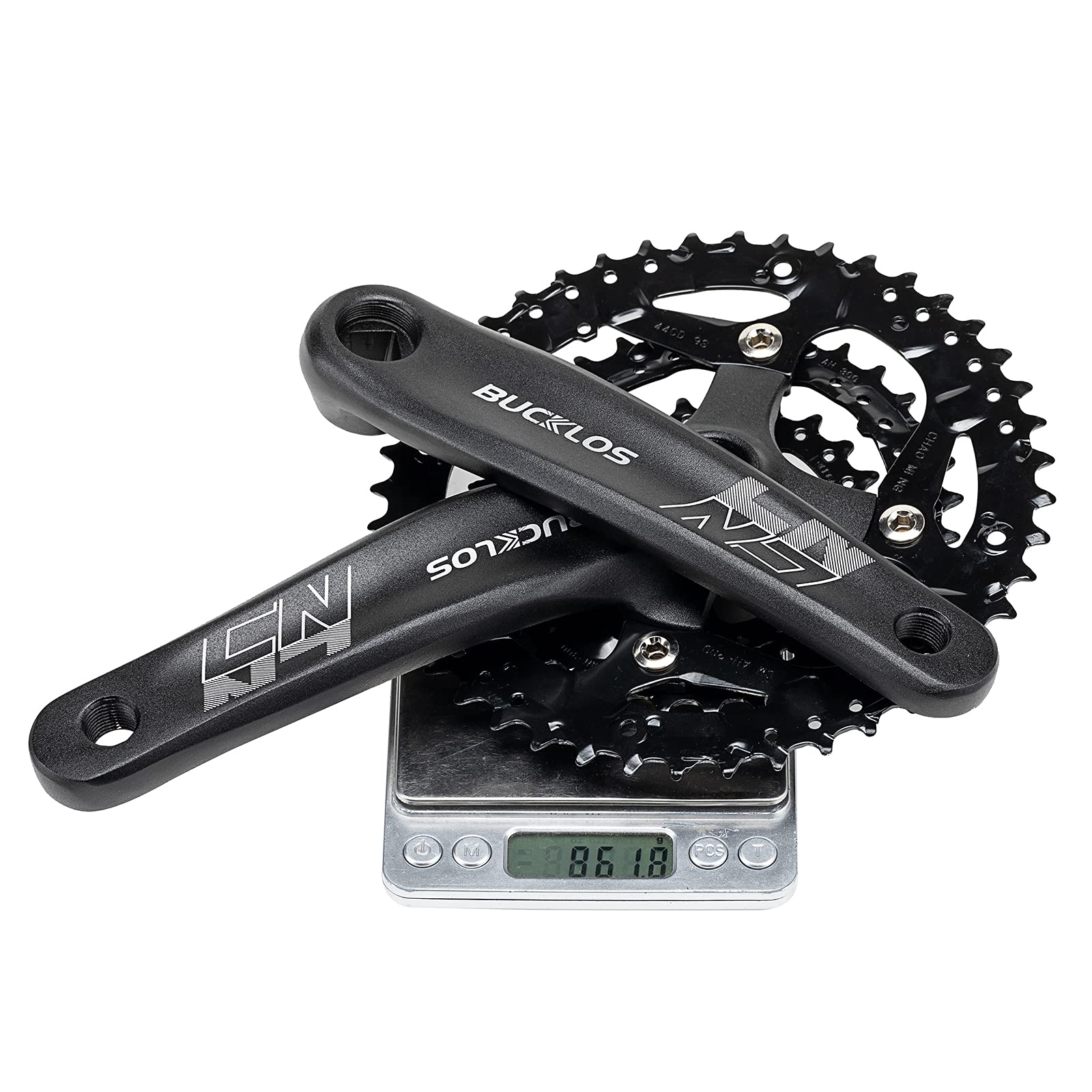 BUCKLOS MTB Crankset Square Taper with 22/24/26/32/38/42/44T Chainring Set, 170mm 104/64 BCD Hybrid Mountain Bike Crankset 8/9/10 Speed Compatible with Shimano Sram FSA.