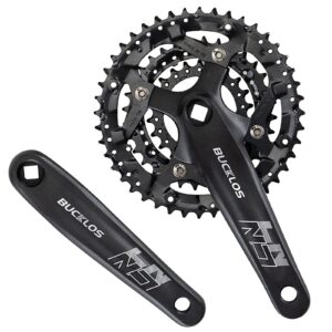 bucklos mtb crankset square taper with 22/24/26/32/38/42/44t chainring set, 170mm 104/64 bcd hybrid mountain bike crankset 8/9/10 speed compatible with shimano sram fsa.