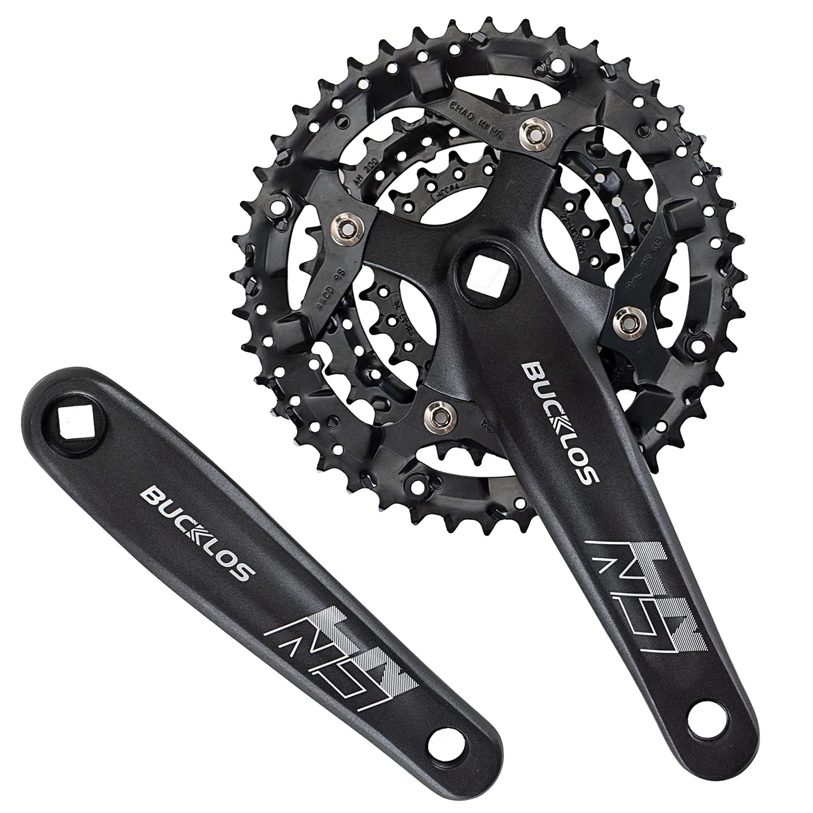 BUCKLOS MTB Crankset Square Taper with 22/24/26/32/38/42/44T Chainring Set, 170mm 104/64 BCD Hybrid Mountain Bike Crankset 8/9/10 Speed Compatible with Shimano Sram FSA.