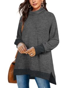 ofeefan tunic sweatshirts for women tops long sleeve womens turtleneck gray xl