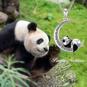 POPKIMI Sterling Silver Origami Panda Necklace I Love You to The Moon and Back Necklace for Women Wife Mom Birthday (Origami Panda)