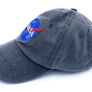 Aeisage NASA Hat Black Mens Cap Dad Hat NASA Baseball Hat for Women Washed Cotton Caps, Medium