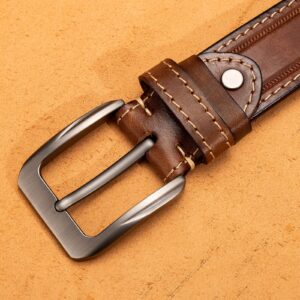 HOLMANSE Italian Full Grain Leather Casual Jean Belt Men Genuine Real Leather Western Golf Cowboy Belt Gift Box Packaging