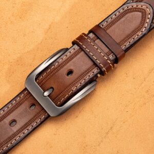 HOLMANSE Italian Full Grain Leather Casual Jean Belt Men Genuine Real Leather Western Golf Cowboy Belt Gift Box Packaging