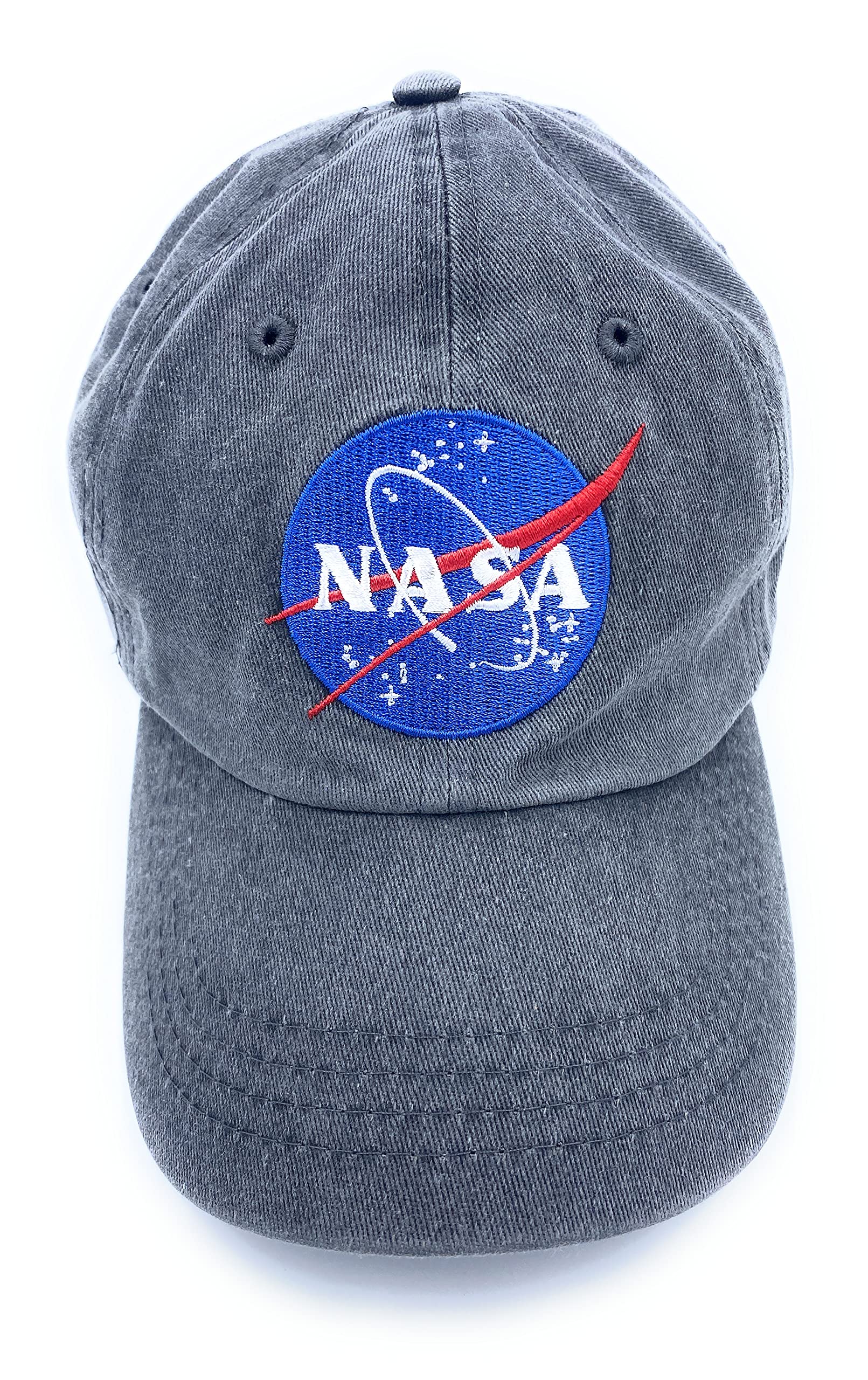 Aeisage NASA Hat Black Mens Cap Dad Hat NASA Baseball Hat for Women Washed Cotton Caps, Medium