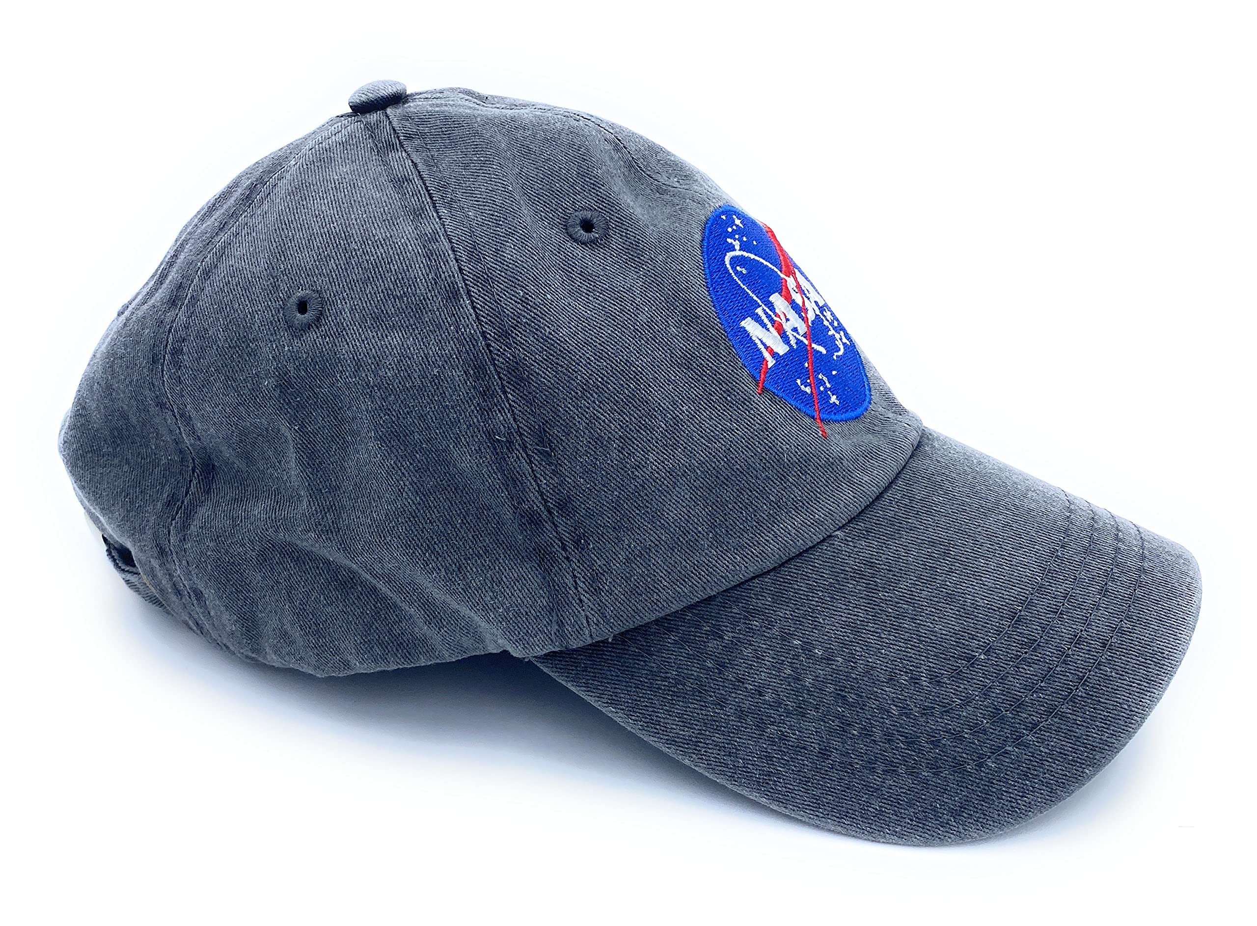 Aeisage NASA Hat Black Mens Cap Dad Hat NASA Baseball Hat for Women Washed Cotton Caps, Medium