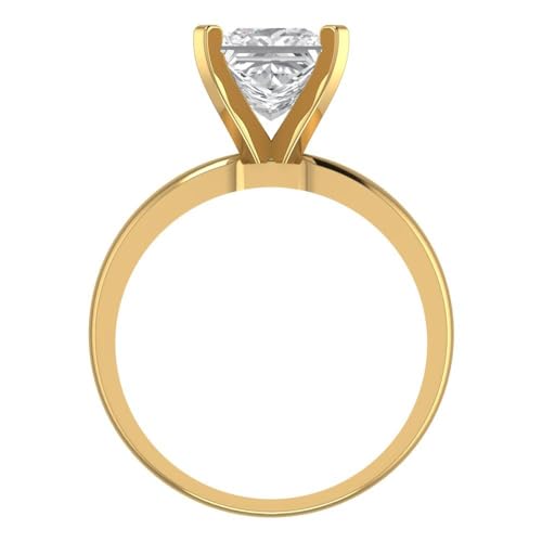 Clara Pucci 2ct Princess Cut Custom Engraving Moissanite Engagement Wedding Solitaire W/Accent Ring 18K Yellow Gold for Women Size 3.5