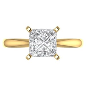 clara pucci 2ct princess cut custom engraving moissanite engagement wedding solitaire w/accent ring 18k yellow gold for women size 3.5