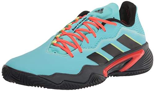 adidas Men's Barricade Clay Tennis Shoe, Pulse Aqua/Black/Pulse Lime, 12