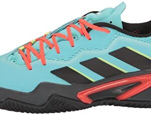 adidas Men's Barricade Clay Tennis Shoe, Pulse Aqua/Black/Pulse Lime, 12