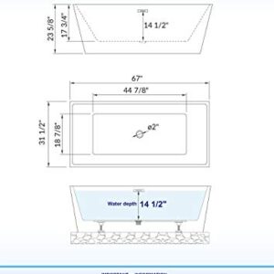 WOODBRIDGE BTA1512-MB-Drain&O Bathtub, 67 Inch, Matt Black