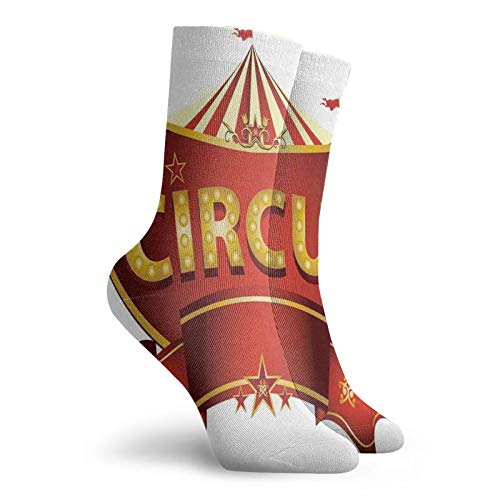 GULTMEE Fashion Compression Socks,A Circus Sign Baroque Style Big Top Enjoyment Theme Marquee Nightlife Retro,Performance Polyester Cushioned Athletic Crew Socks for Running,Athletic, -12 inch