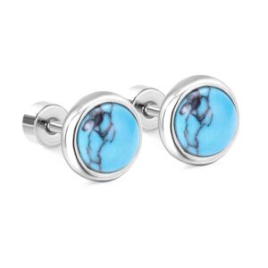 newzenro blue turquoise 18g cartilage tiny bead ball stud earrings dainty flat screw back stainless steel comfort fit tragus helix studs minimalist piercing jewelry gifts for women mom wife birthday