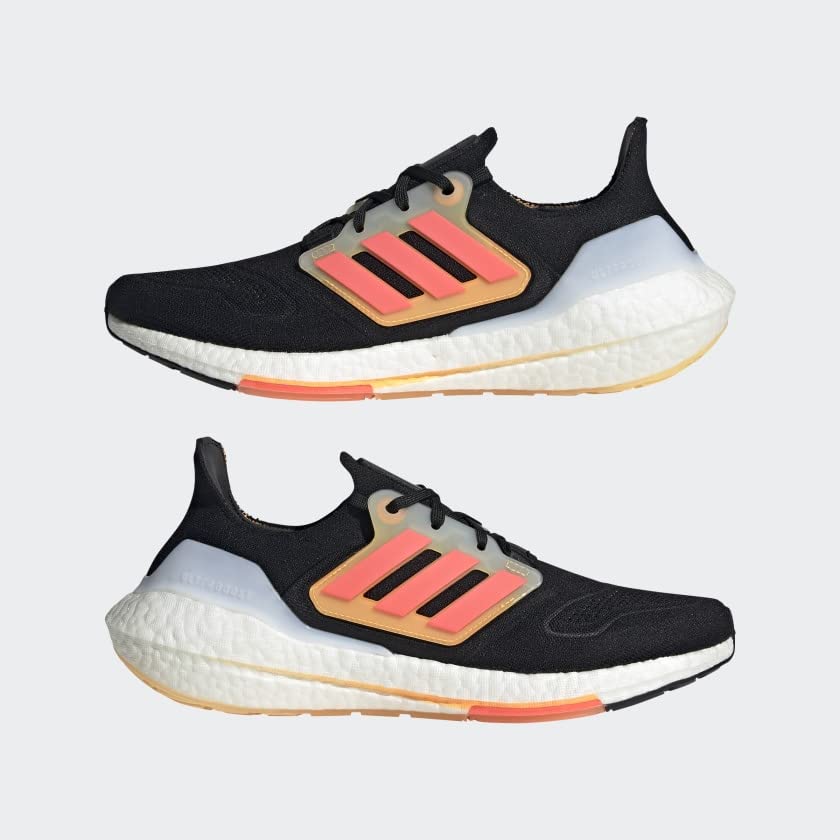 adidas Men's Ultraboost 22 Running Shoe, Black/Turbo/Flash Orange, 11.5