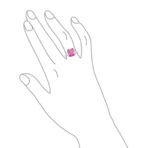 Art Deco Style .925 Sterling Silver 8CTW Pink AAA CZ Rectangle Emerald Cut Cocktail Statement Engagement Ring For Women Cubic Zirconia Baguette Side Stones