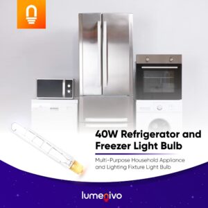 lumenivo 40 Watt 130 Volt T6.5 Refrigerator Light Bulb ー Replaces 40w 120v Freezer Light Bulb Subzero 500 Series Refrigerator Freezer ー Intermediate Base E17 ー Clear Incandescent Bulb ー 2 Pack