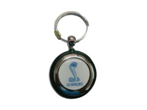 shelby american cs snake blue white logo round plastic keychain - green