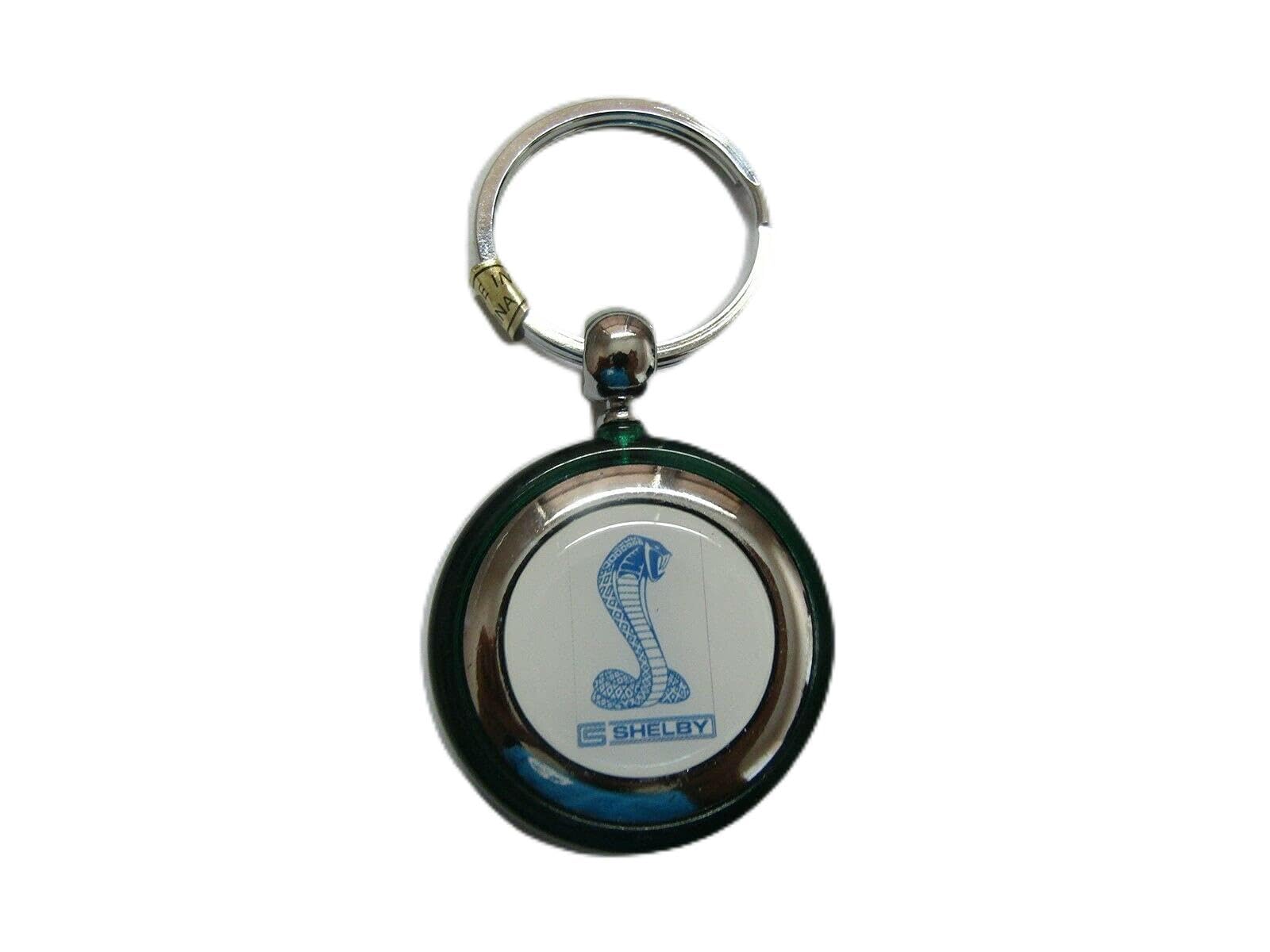 SHELBY AMERICAN CS SNAKE BLUE WHITE LOGO ROUND PLASTIC KEYCHAIN - GREEN