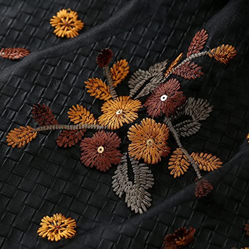 WINCESS YU Women Mulberry Silk Scarf Lightweight Embroidered Floral Shawl Wraps Beach Gauze Blanket Shawl for All Season