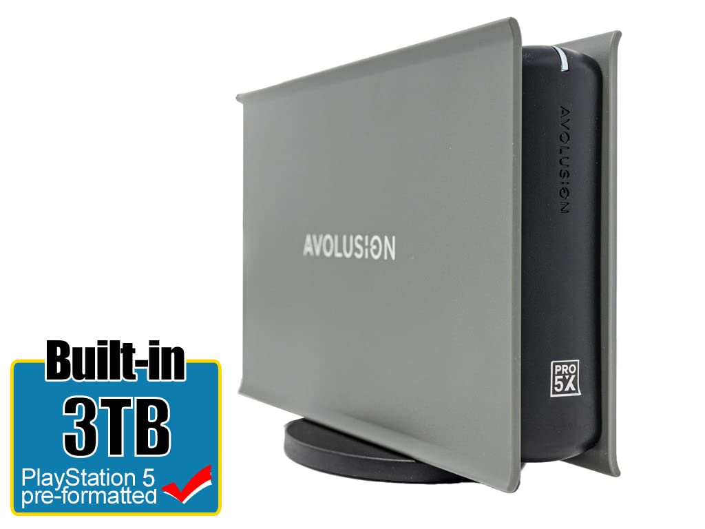 Avolusion PRO-5X Series 3TB USB 3.0 External Gaming Hard Drive for PS5 Game Console (Grey) - 2 Year Warranty