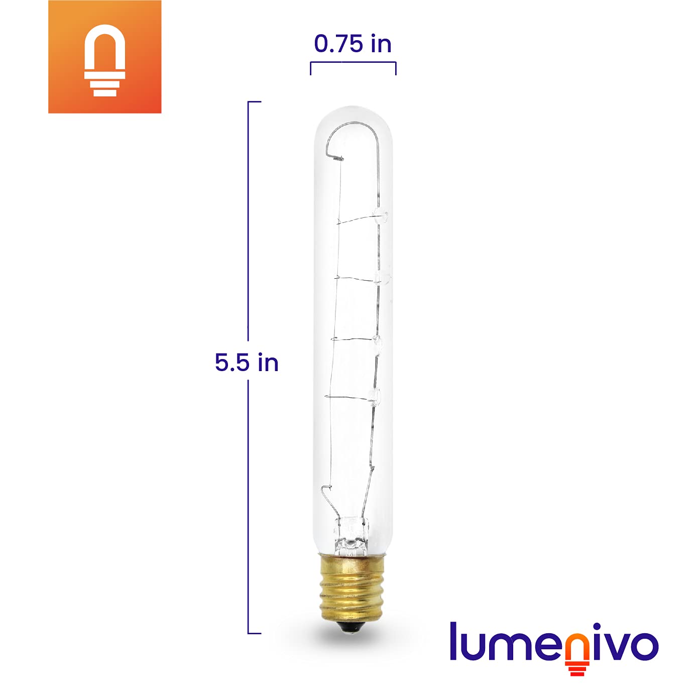 lumenivo 40 Watt 130 Volt T6.5 Refrigerator Light Bulb ー Replaces 40w 120v Freezer Light Bulb Subzero 500 Series Refrigerator Freezer ー Intermediate Base E17 ー Clear Incandescent Bulb ー 2 Pack