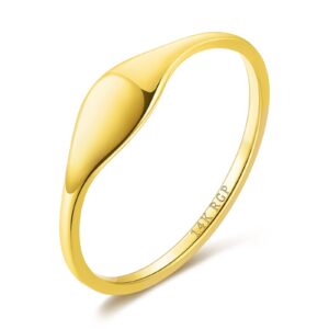 kainier 1mm 14k gold plated rings stackable arc slim signet rings thin plain statement band for women pointer finger classic ring comfort fit size 5 to 10