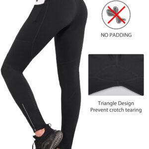 BALEAF Women's Fleece Lined Leggings Water Resistant Winter Clothes Running Tights Cold Weather Hiking Pants Zip Pockets Black L