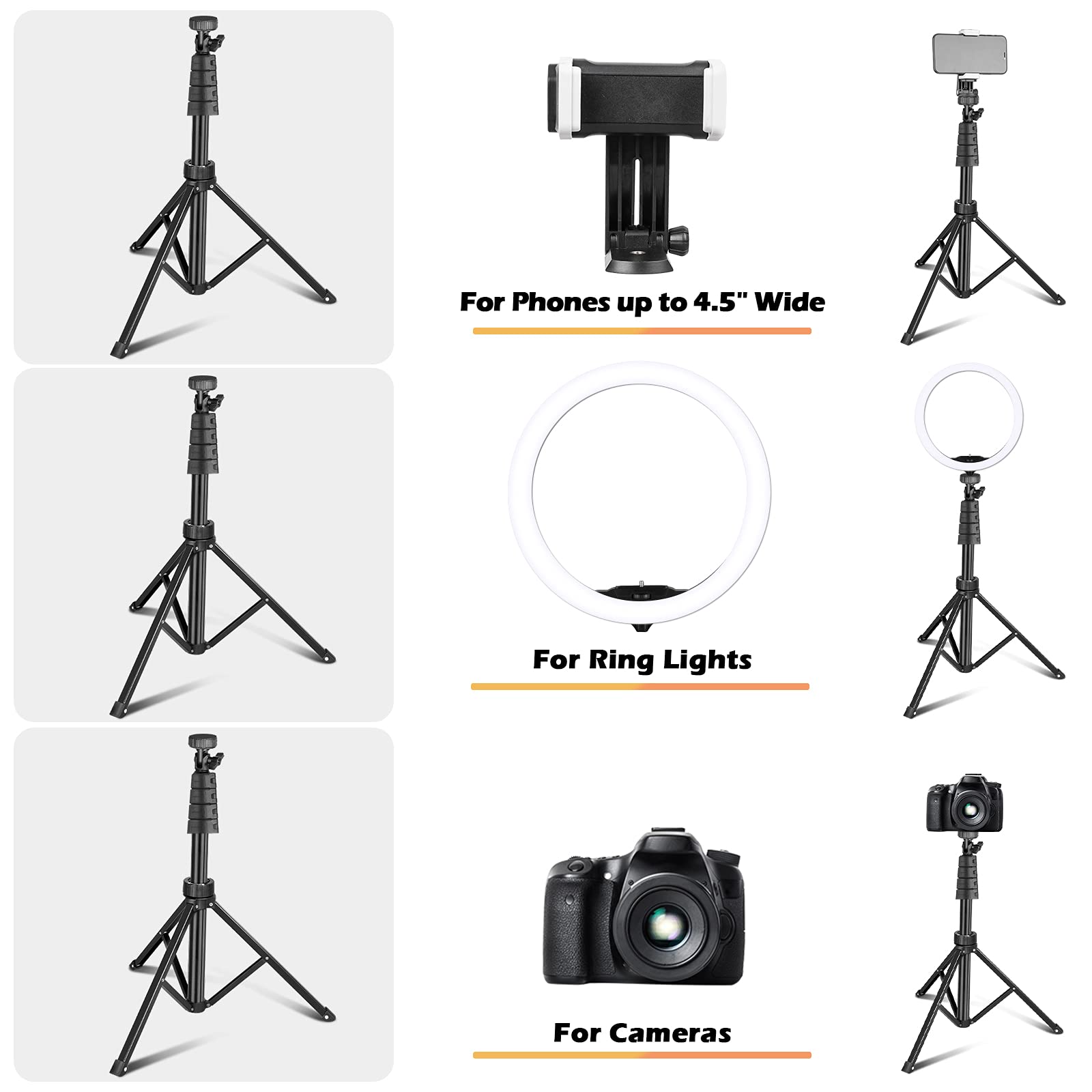 UBeesize 12’’ led Ring Light with Tripod Stand and Phone Holder, Selfie Ring Light for Video conferencing, Compatible with iPhone&Android Phones&Cameras