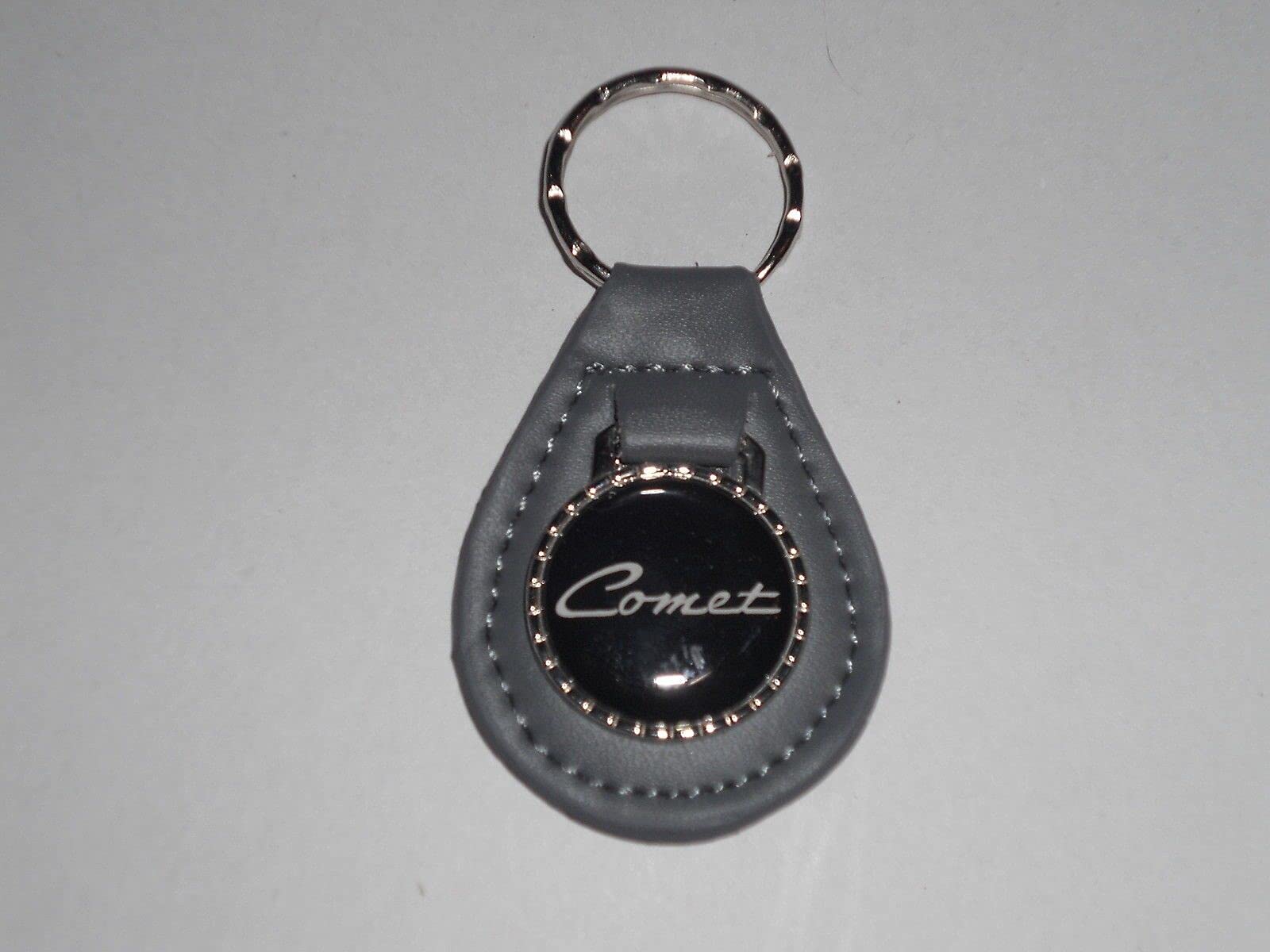 COMET SCRIPT LEATHER KEYCHAIN - DARK GREY