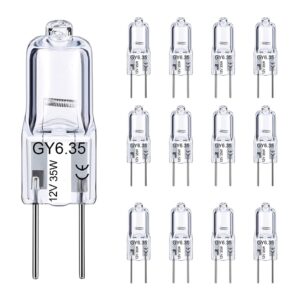 gy6.35 halogen light bulbs 12 volt 35 watt, 12 pack 2 pin gy6.35 base bulb, replacement t4 tubular jcd type bulb for ceiling lights, table lamp, chandelier, 2700k warm white, dimmable