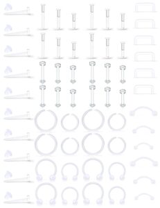 lcolyoli mix set clear piercing retainers flexible lip rings ear cartilage rook daith conch tragus earrings plastic helix piercing jewelry for work sports women men