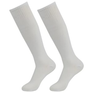 hapyceo soccer socks, mens baseball softbal football knee high school uniform tube casual sport long socks 2 pairs white