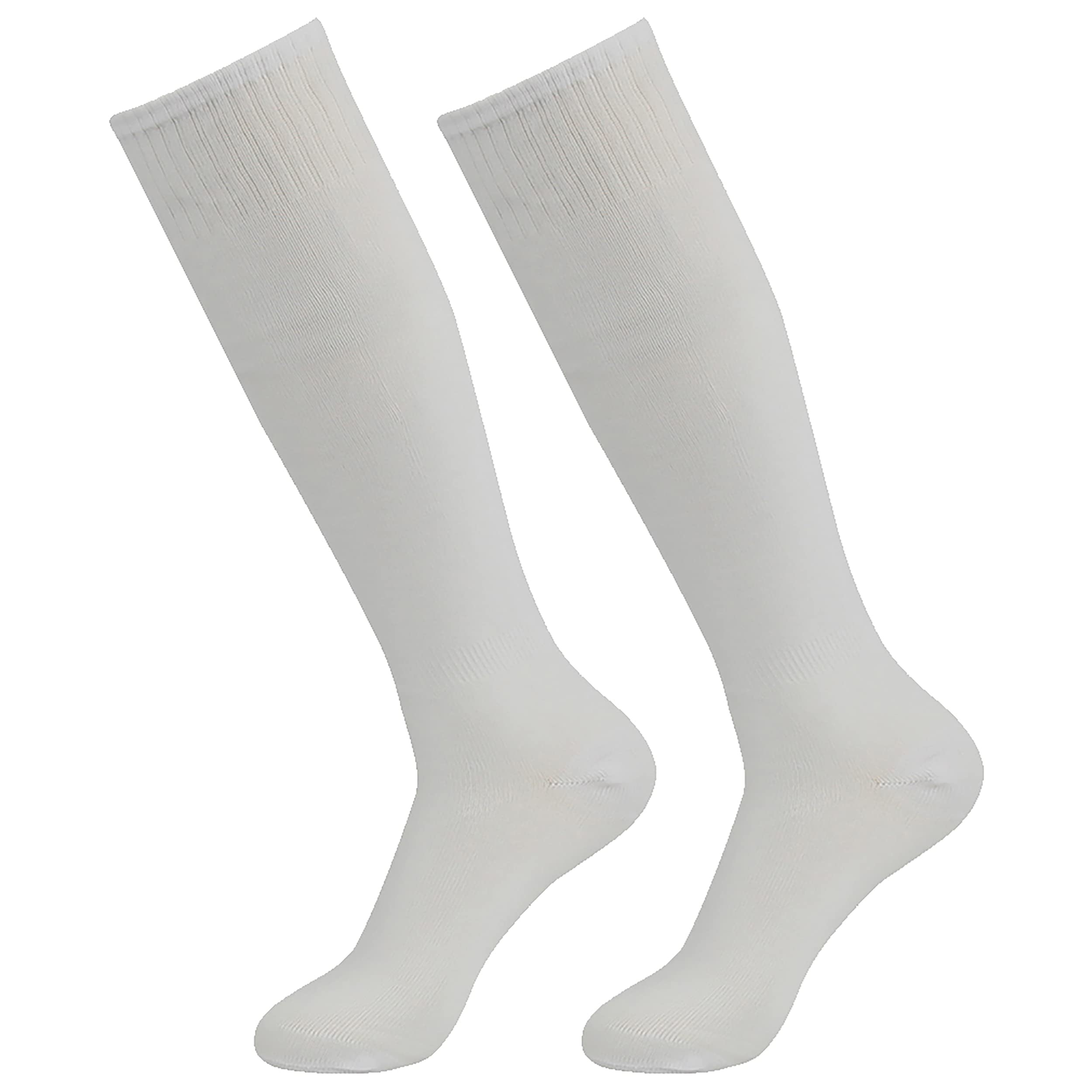 HAPYCEO Soccer Socks, Mens Baseball Softbal Football Knee High School Uniform Tube Casual Sport Long Socks 2 Pairs White