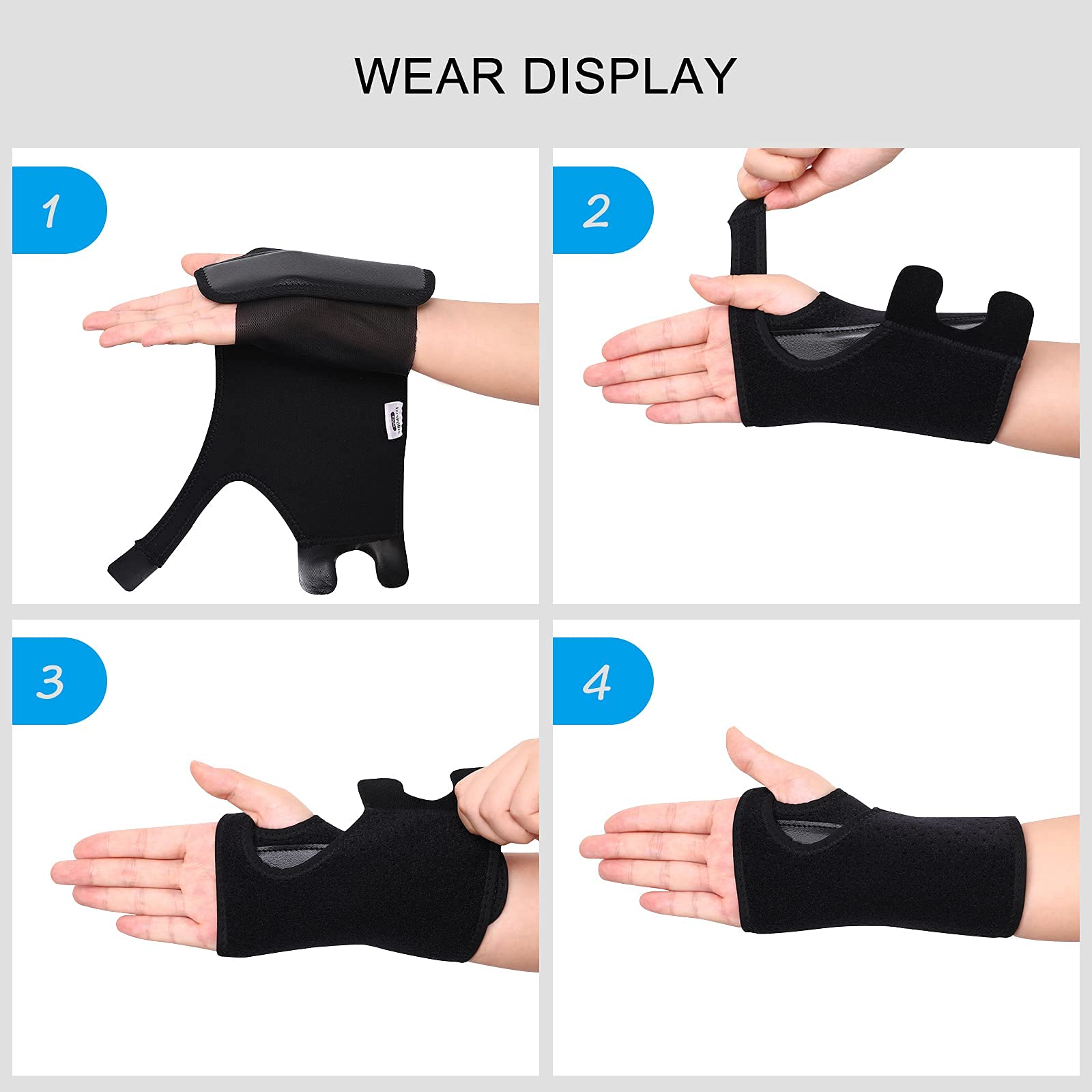 boruizhen Carpal Tunnel Wrist Brace with Splints, Adjustable Wrist Support Brace Hand Support for Sprain, Wrist Pain, Arthritis, Sports (Right Hand, One Size (Pack of 1))