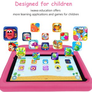 GOODTEL 2024 Kids Tablet for Kids Android Tablet 7 inch 128GB Extended Memory, Installed Parental Control Mode Puzzle Game IPS HD Display, Toddler Tablet with Shock-Proof Case, Pink