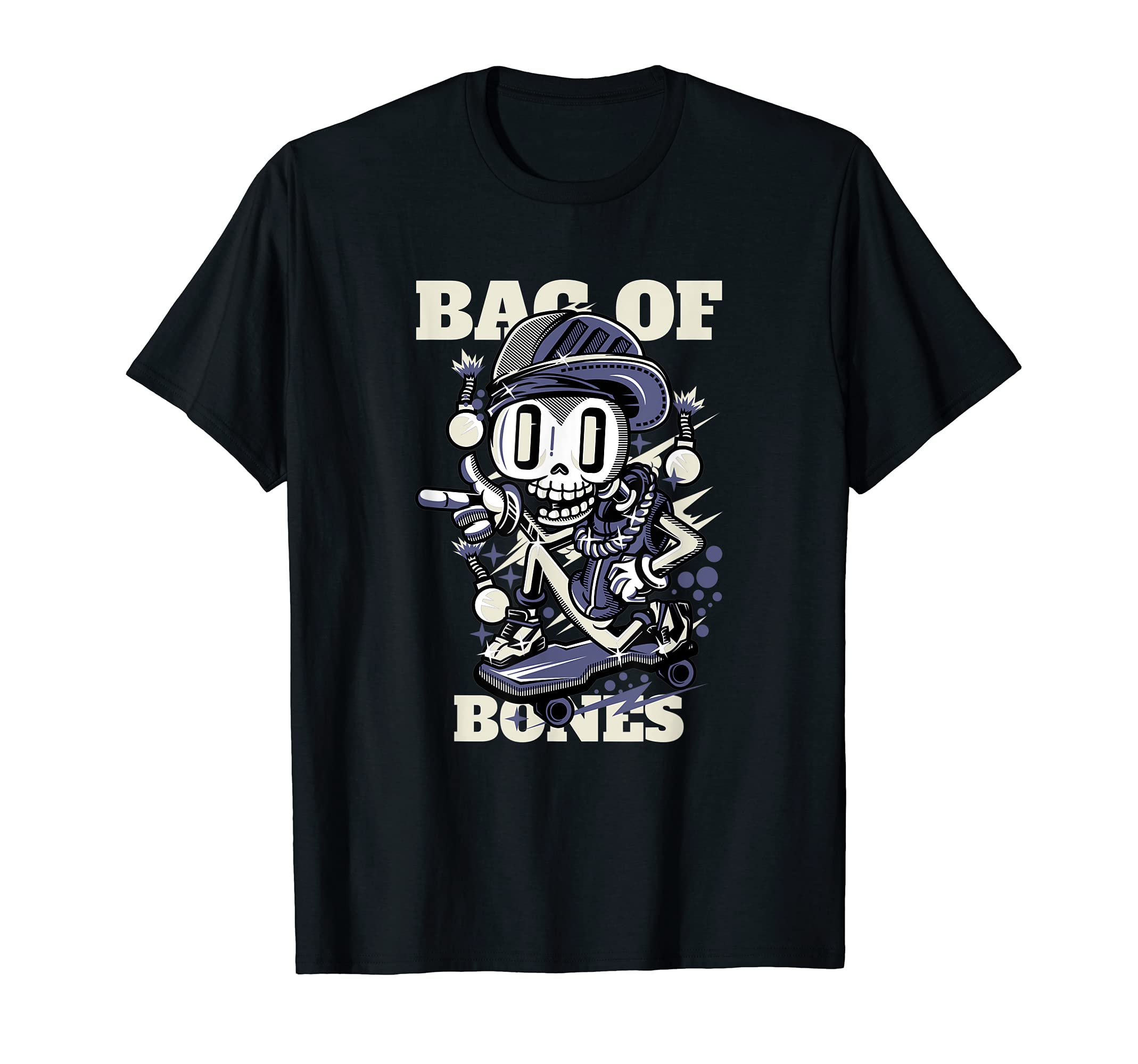 Cool Skater Skeleton - Bag Of Bones - Dark Art T-Shirt