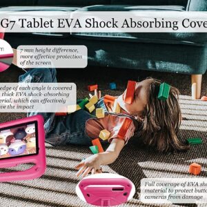 GOODTEL 2024 Kids Tablet for Kids Android Tablet 7 inch 128GB Extended Memory, Installed Parental Control Mode Puzzle Game IPS HD Display, Toddler Tablet with Shock-Proof Case, Pink