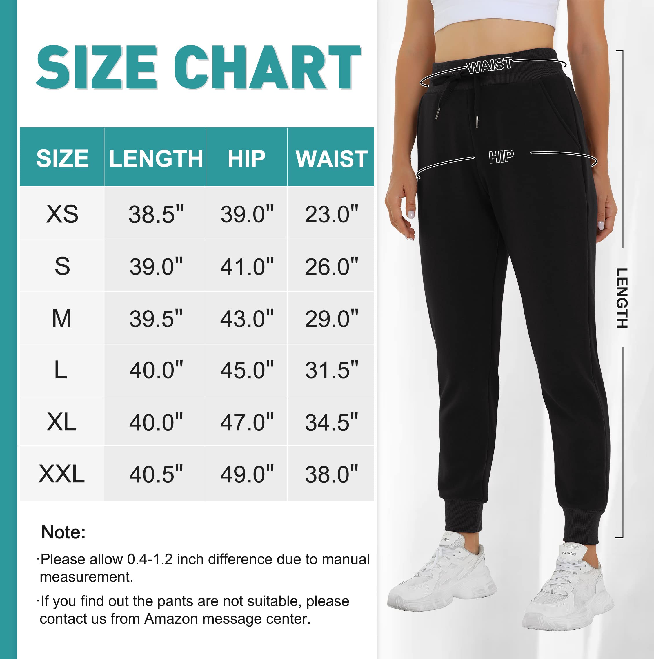 Heathyoga Fleece Lined Joggers for Women Thermal Sweatpants for Women Joggers with Pockets Workout Pants Running Pants Black