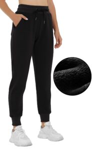 heathyoga fleece lined joggers for women thermal sweatpants for women joggers with pockets workout pants running pants black