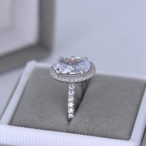 3 ctw Oval Halo Ring CZ Engagement Ring in Sterling Silver (5)