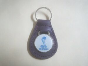 shelby american cs snake blue white logo leather keychain - purple