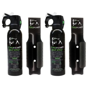 griz guard bear spray (2 pack) -strongest formula allowed by epa, includes (2) griz guard holsters(griz #2)