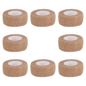 bandage wrap 8 pack 1”x 5 yards self adhesive bandage wrap breathable cohesive bandage wrap rolls athletic elastic self adherent wrap for sports injury,wrist, knee, ankle sprains and swelling(beige)