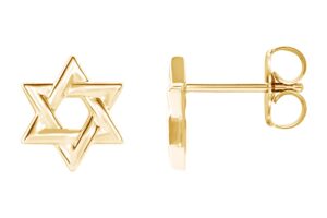 affy 14k yellow gold plated 925 sterling silver plain minimalist dainty star of david tiny stud earrings bridal wedding engagement jewelry for her women perfect for any occasion.