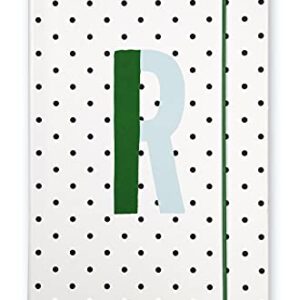 Kate Spade New York Take Note Large Polka Dot Leatherette Initial Notebook, Bound Journal Includes 168 Lined Pages and Bookmark, R (Green)