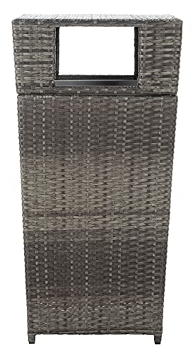 SAFAVIEH Outdoor Collection Mazeli Grey Brown Woven Square Lid Trash Bin (Fully Assembled) PAT7512C