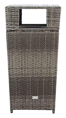 SAFAVIEH Outdoor Collection Mazeli Grey Brown Woven Square Lid Trash Bin (Fully Assembled) PAT7512C