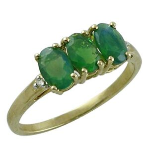 carillon 0.79 carat green ethiopian opal oval shape natural non-treated gemstone 925 sterling silver ring engagement jewelry (yellow gold plated) for women & men