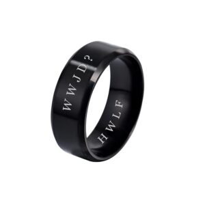 wwjd ring what would jesus do engraved finger ring for men women stainless steel matte band rings hwlf he would love first inner christ reminder jewelry,black,size 11